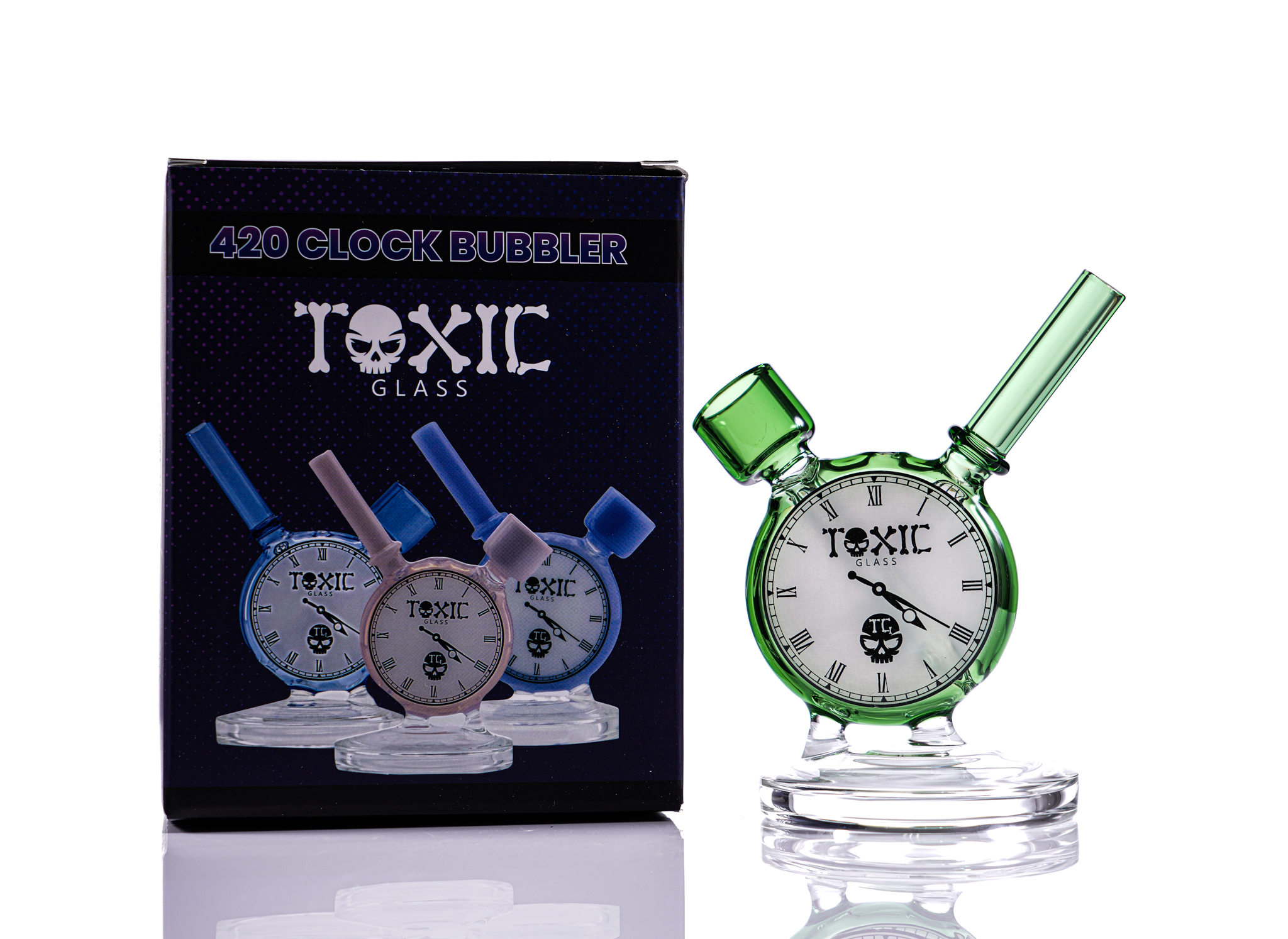 TX43- Toxic 420 Clock Bubbler - MK100 Glass