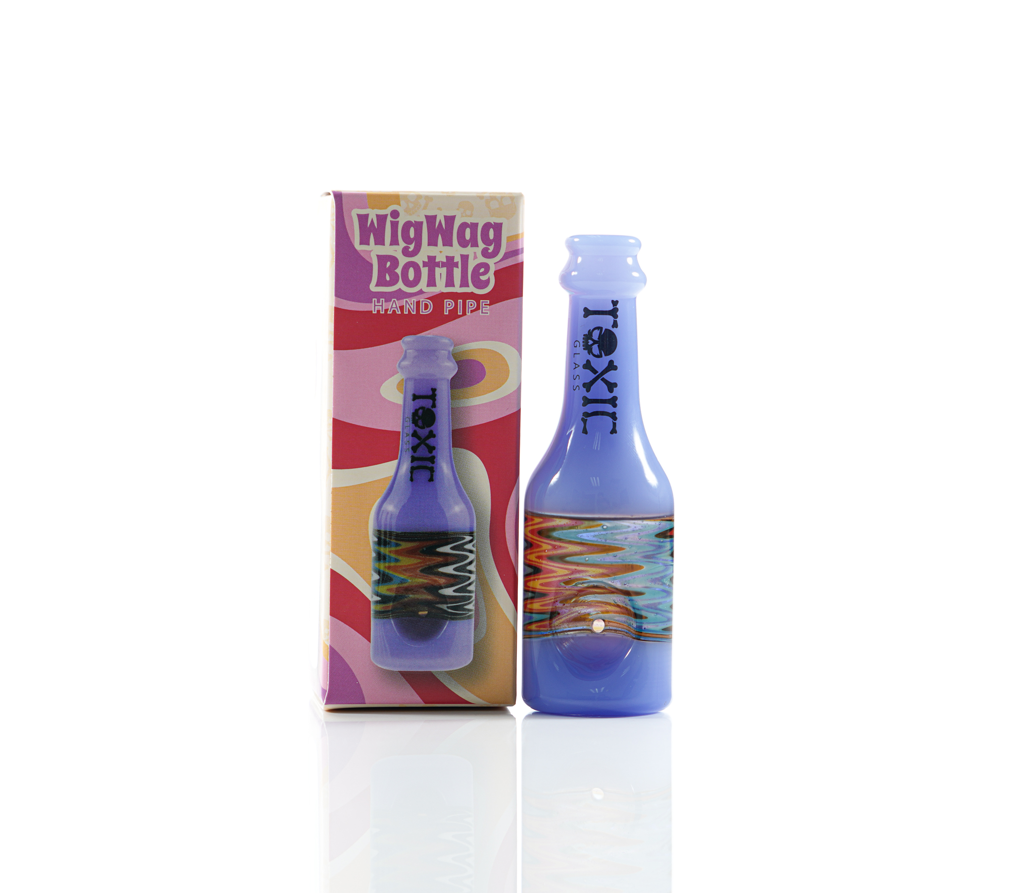 TXH12- Toxic 4" Wigwag Bottle Hand Pipe - MK100 Glass