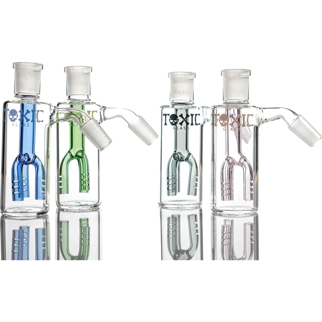 Toxic 3 Arm Perc Ash Catcher (Pack of 4) (TXAC17) - MK100 Glass